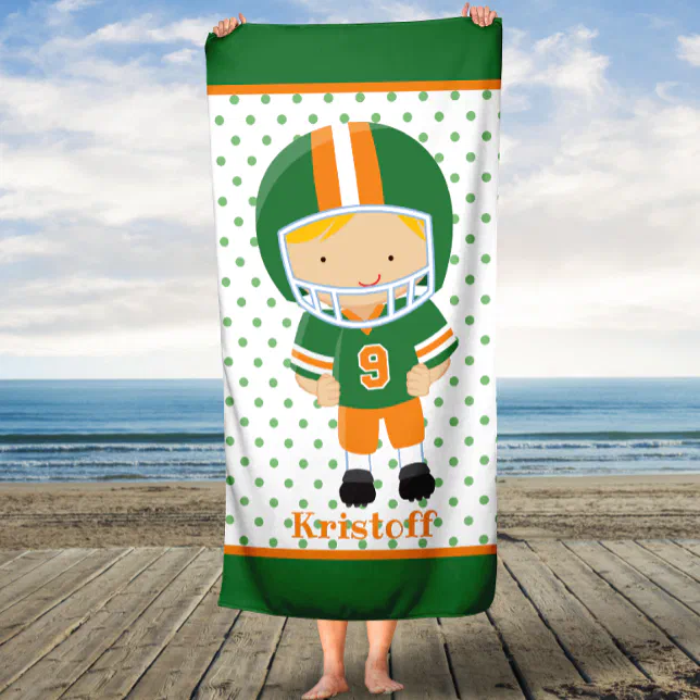 Personalized Kid's Sports Football Bath Towel | Zazzle