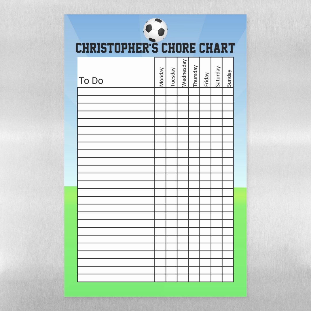 Personalized Kid's Sports Soccer Ball Chore Chart Magnetic Dry Erase ...