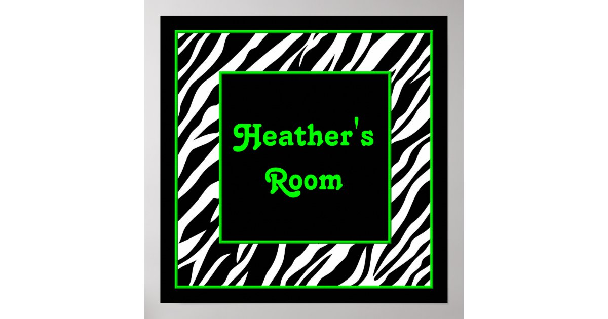 Personalized Kids Wall Decor - Zebra & Lime Green | Zazzle