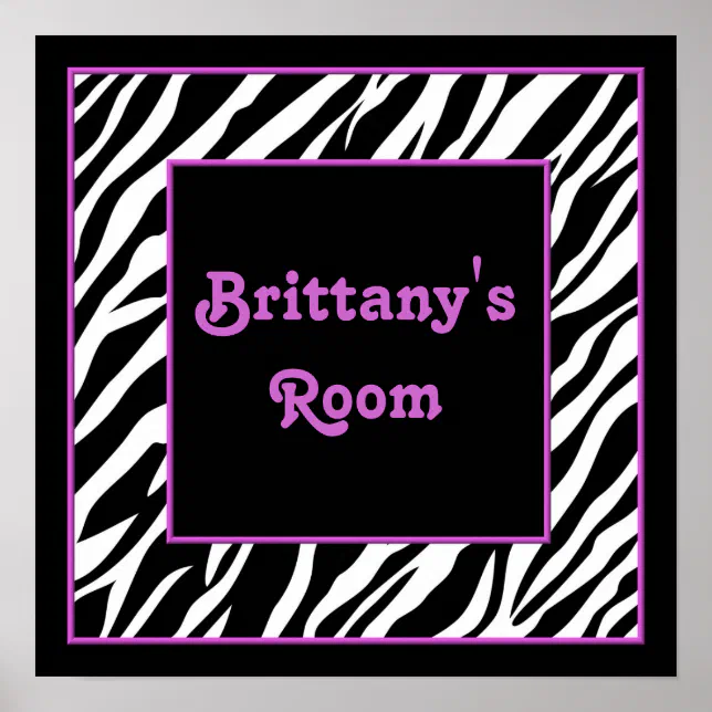 Personalized Kids Wall Decor - Zebra & Purple | Zazzle