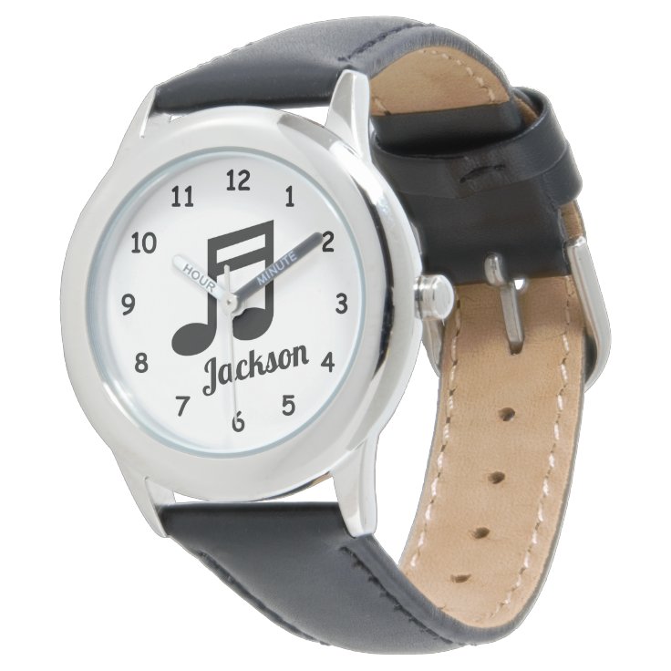 Personalized kid's watch with name and music note | Zazzle
