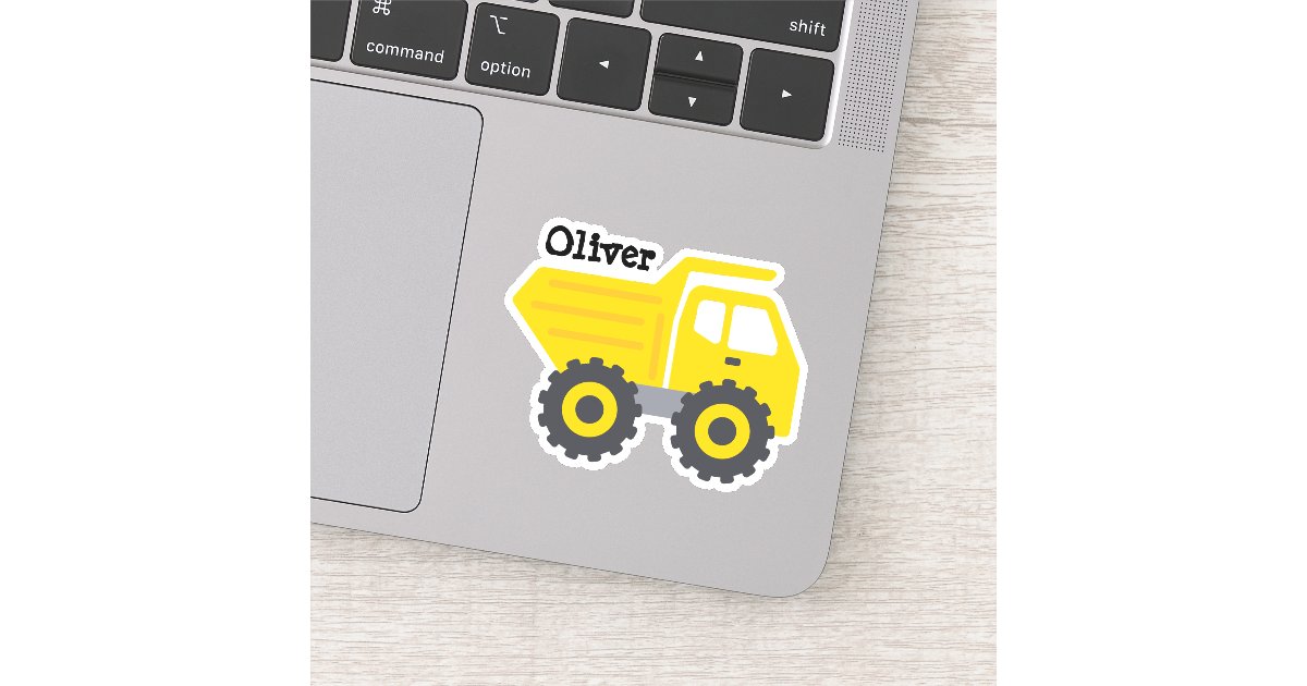 Personalized Kids Yellow Dump Truck Stickers | Zazzle