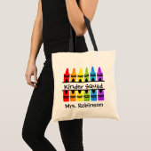 Personalized Kinder Squad Crayon Teacher Tote Bag | Zazzle