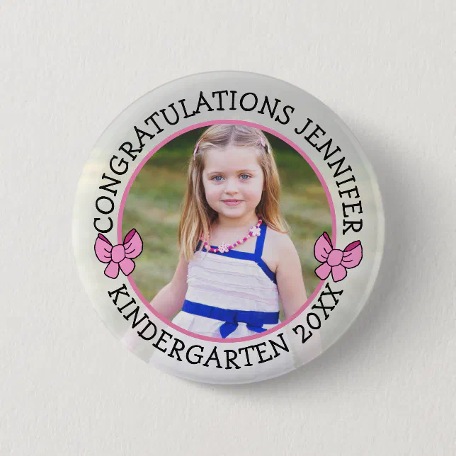 Personalized Kindergarten Graduate Photo Button | Zazzle