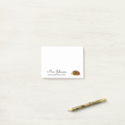 Personalized kindergarten school teacher hedgehog post-it notes | Zazzle