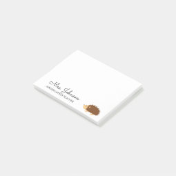Personalized kindergarten school teacher hedgehog post-it notes | Zazzle