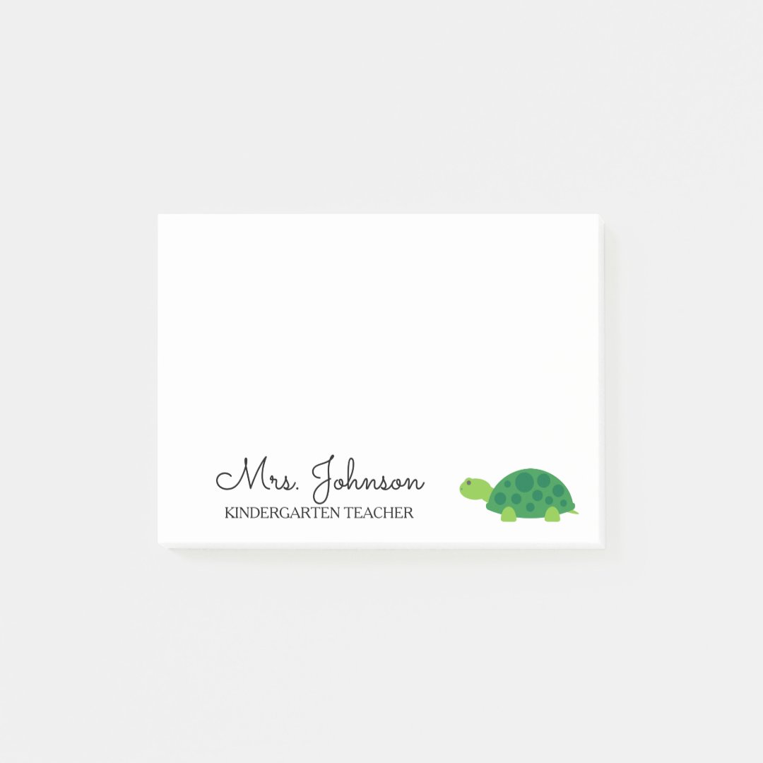 Personalized kindergarten school teacher turtle post-it notes | Zazzle
