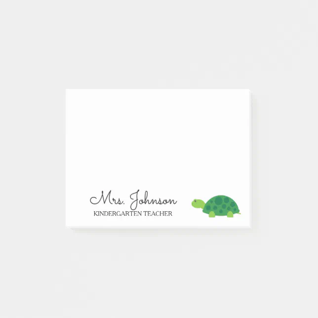 Personalized kindergarten school teacher turtle post-it notes | Zazzle