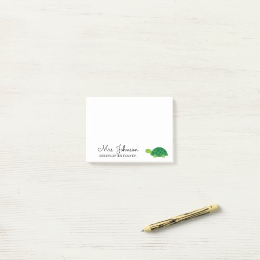 Personalized kindergarten school teacher turtle post-it notes | Zazzle