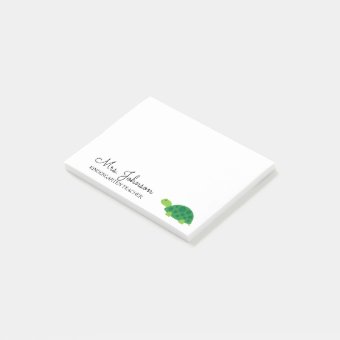 Personalized kindergarten school teacher turtle post-it notes | Zazzle