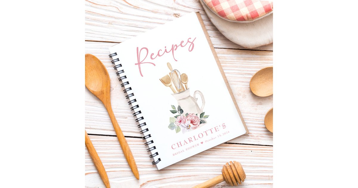 Personalized Kitchen Blush Pink Recipe Book | Zazzle