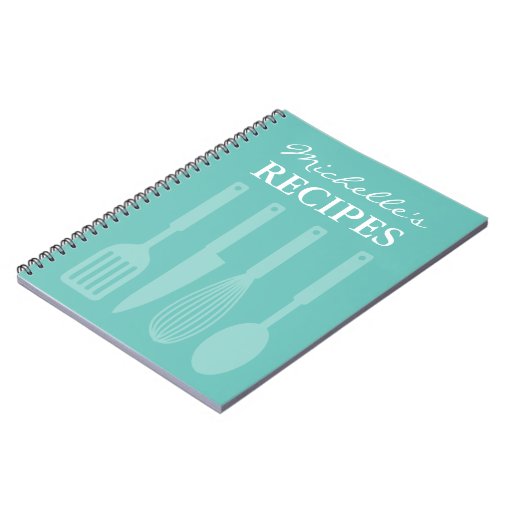 Personalized kitchen utensils recipe book notebook | Zazzle