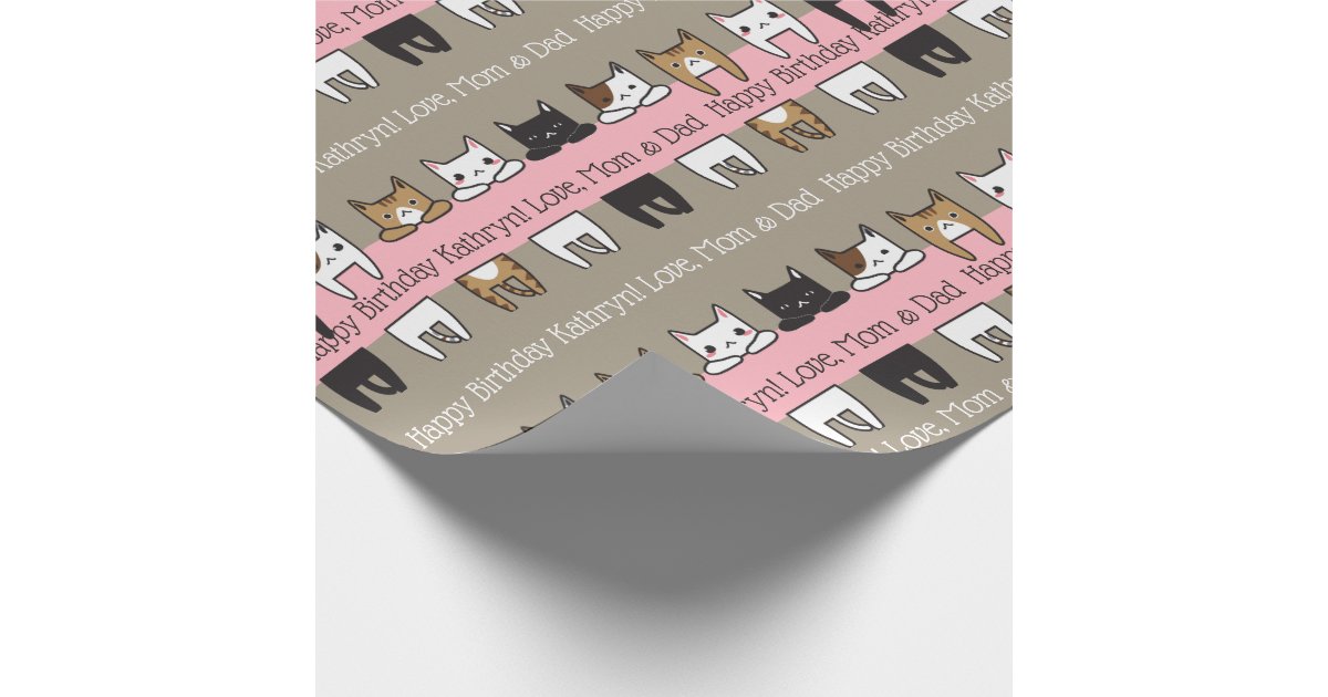 Personalized Kitty Cats Wrapping Paper | Zazzle