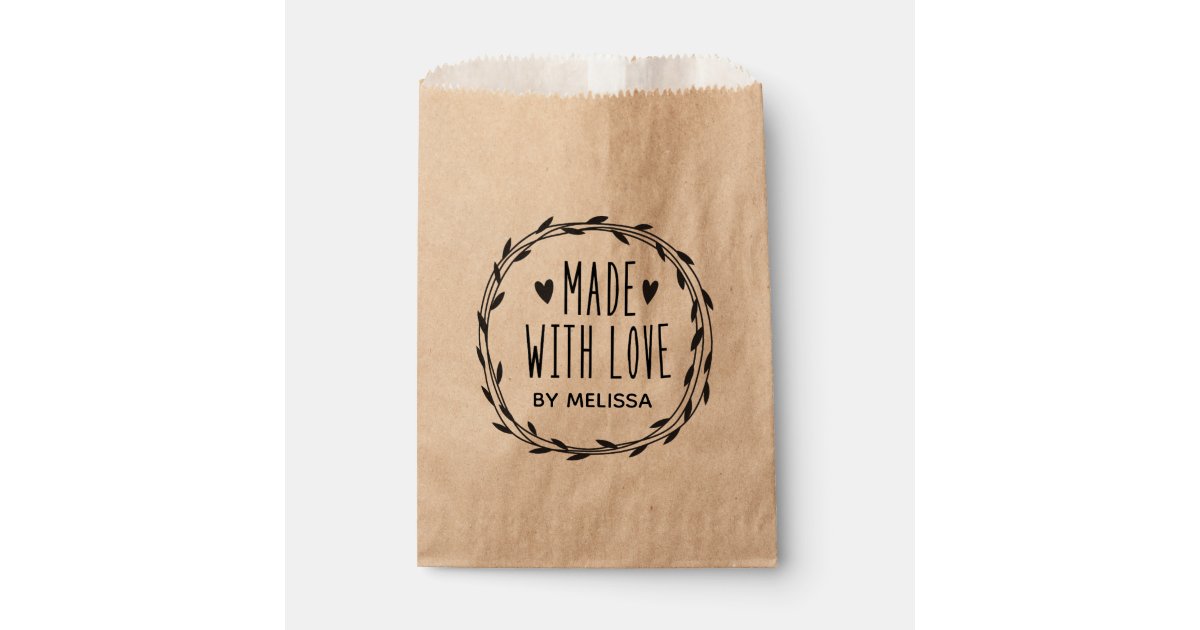Personalized Kraft Made With Love Favor Bag | Zazzle