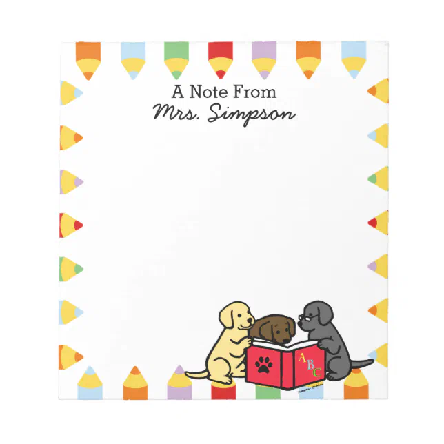 Personalized Labrador Puppies Reading Notepads | Zazzle