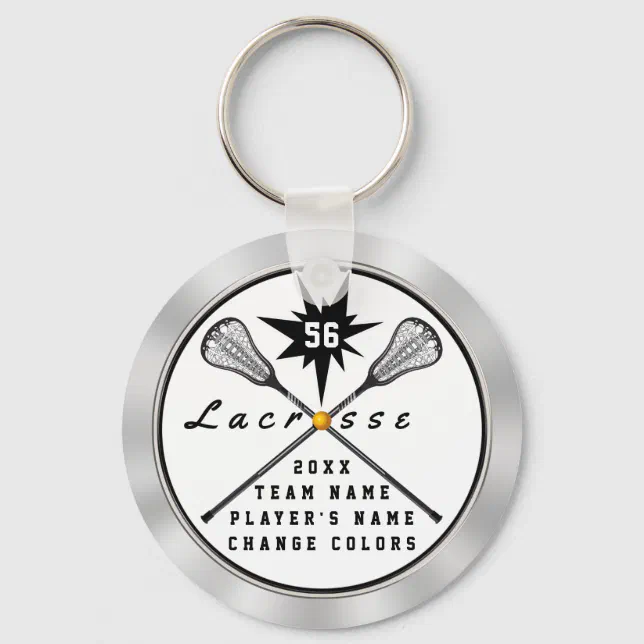 Personalized Lacrosse Keychain, Your TEXT, COLORS Keychain | Zazzle