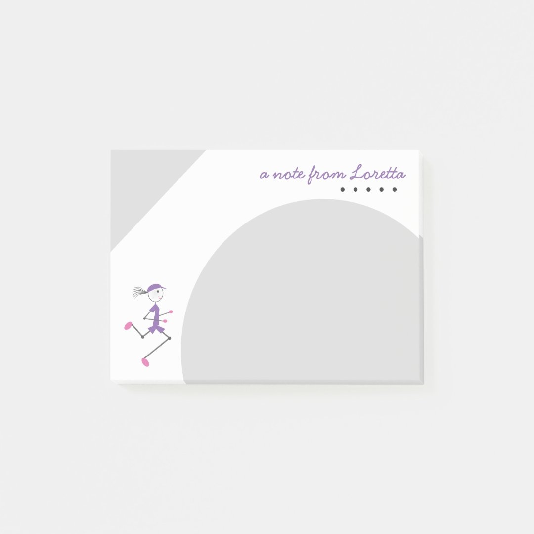 Personalized Lady Running Post-it Notes | Zazzle