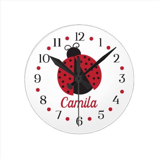 Personalized Ladybug Girl's Nursery Room Decor Round Clock | Zazzle.com
