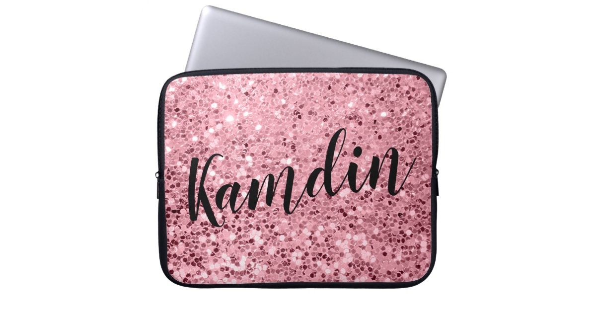 Personalized Laptop Case Rose Gold Glitter | Zazzle