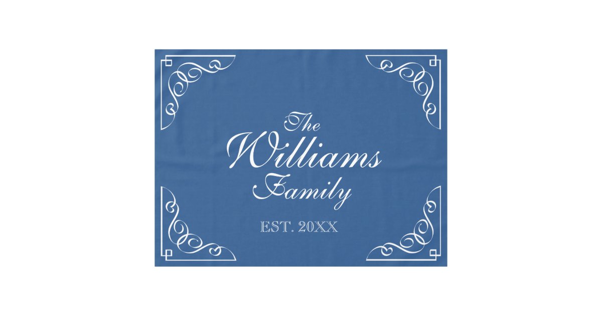 Personalized last name blue and white table cloth | Zazzle