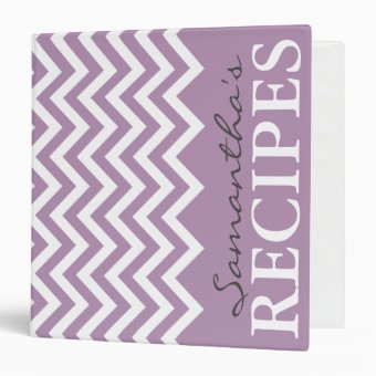 Personalized lavender purple chevron recipe binder | Zazzle