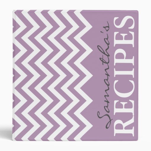 Personalized lavender purple chevron recipe binder | Zazzle