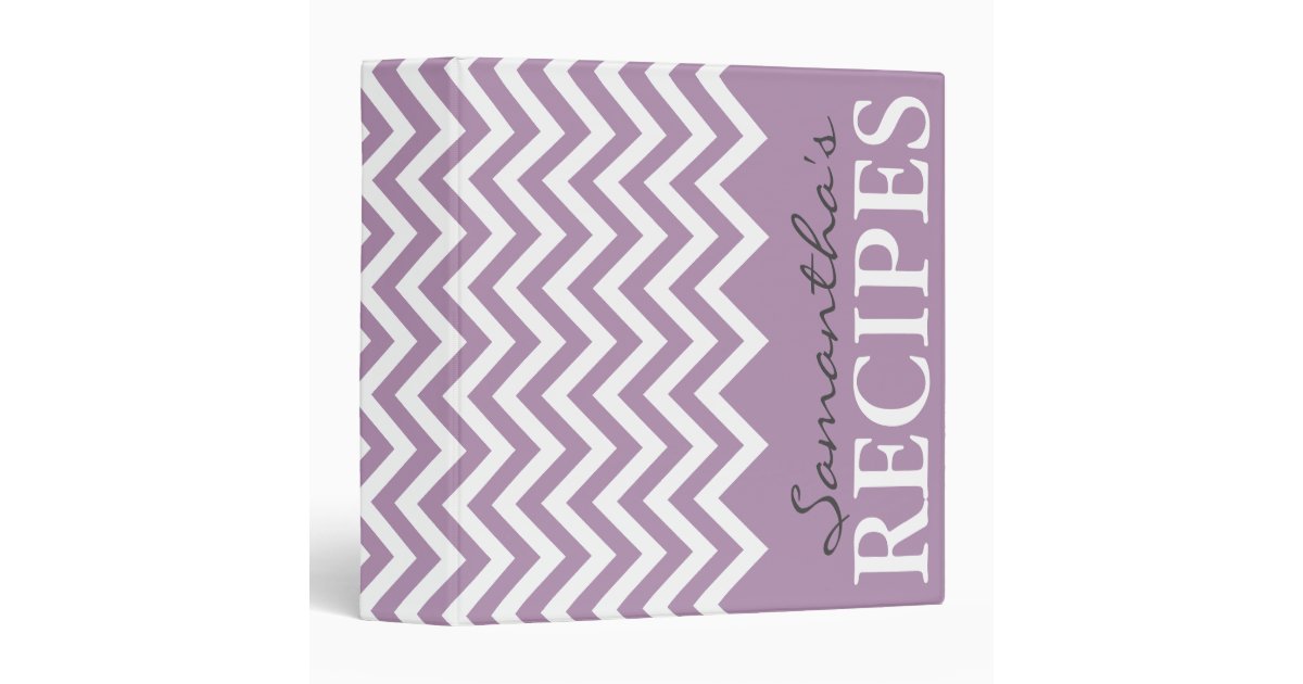 Personalized lavender purple chevron recipe binder | Zazzle