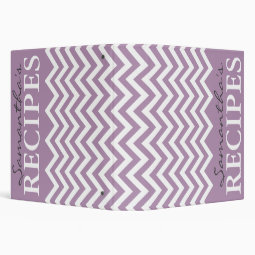 Personalized lavender purple chevron recipe binder | Zazzle