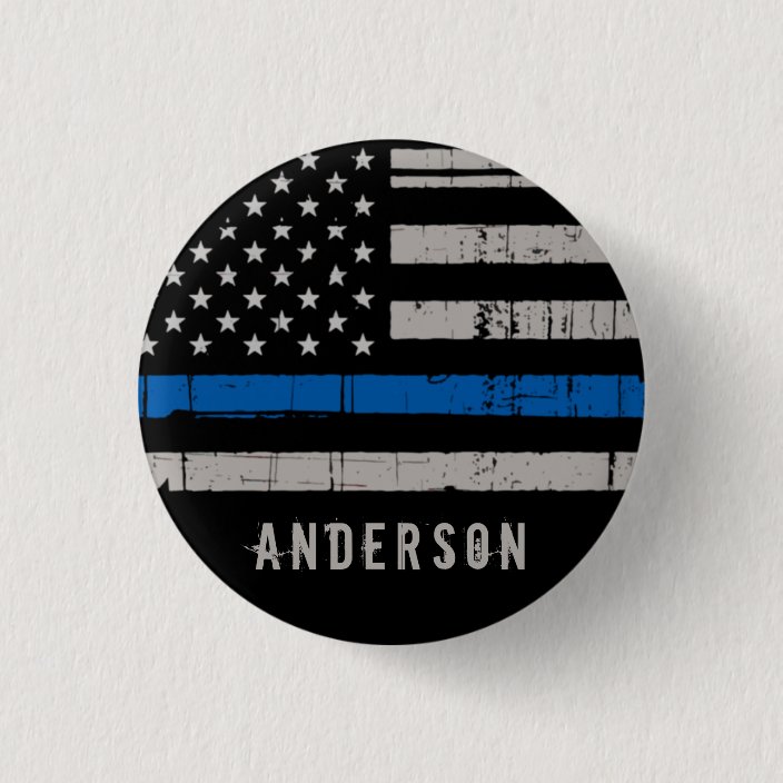 Personalized Law Enforcement Thin Blue Line Police Button | Zazzle.com