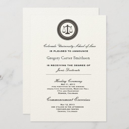 Personalized Law School Graduation Announcements | Zazzle