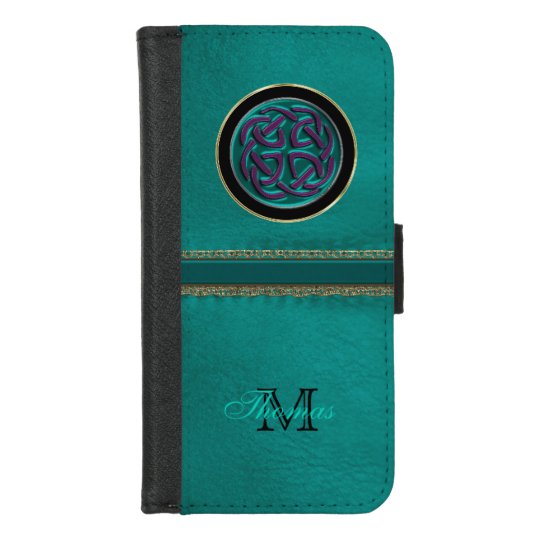 Personalized Leather Celtic Knot Wallet Phone Case | Zazzle.com