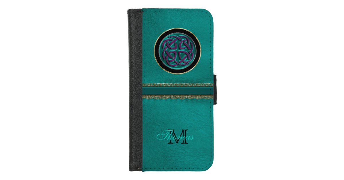 Personalized Leather Celtic Knot Wallet Phone Case | Zazzle