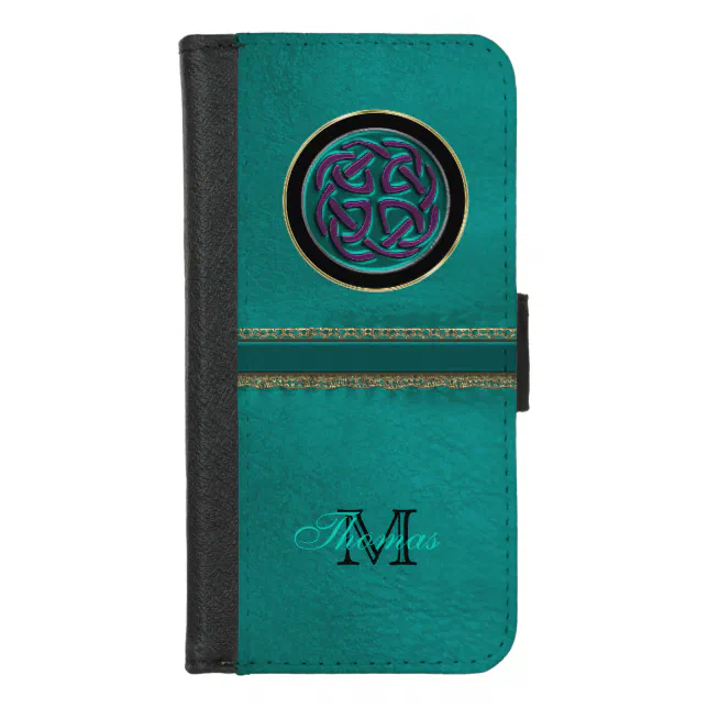 Personalized Leather Celtic Knot Wallet Phone Case | Zazzle