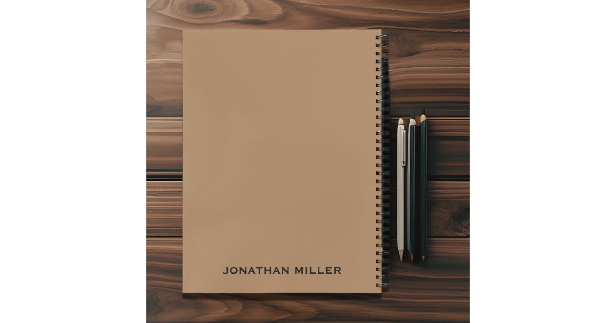 Personalized Left-Handed Tan Black Typography Notebook | Zazzle