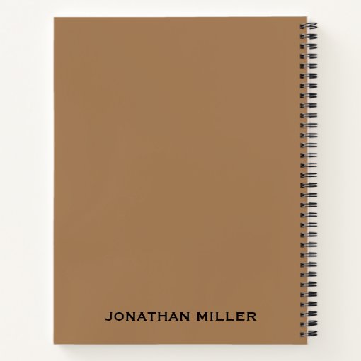 Personalized Left-Handed Tan Black Typography Notebook | Zazzle