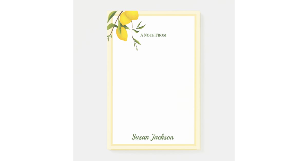 Personalized Lemon Citrus Botanical Post-it Notes | Zazzle