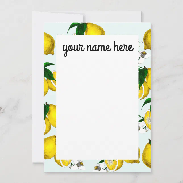 Personalized Lemon Notecards | Zazzle