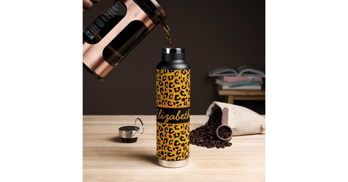 Personalized Leopard Print Water Bottle | Zazzle