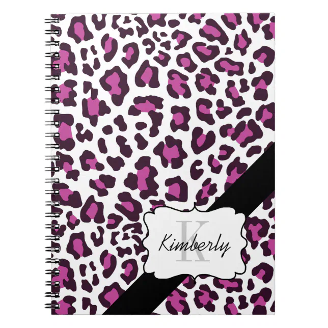 Personalized Leopard Purple Black White Notebook | Zazzle