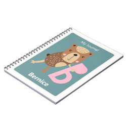 Personalized Letter B | Cute Bear Kids Journal | Zazzle