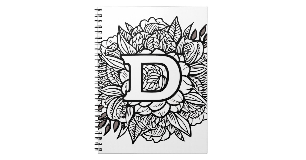 Personalized Letter D Floral Tattoo Coloring Book | Zazzle