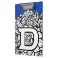 Personalized Letter D Glitter Floral Tattoo School Clipboard | Zazzle