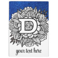 Personalized Letter D Glitter Floral Tattoo School Clipboard | Zazzle