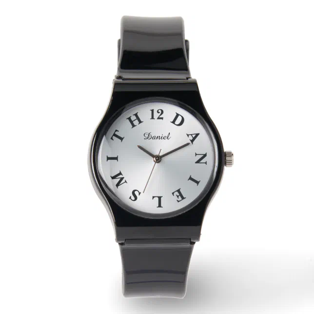 Personalized Letter Dial Silver Gradient Watch | Zazzle