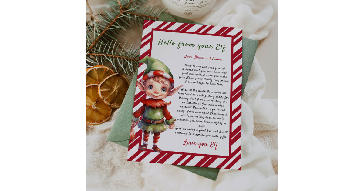 Personalized letter from Elf Christmas Invitation | Zazzle