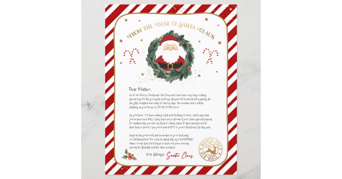 Personalized Letter From Santa | Zazzle