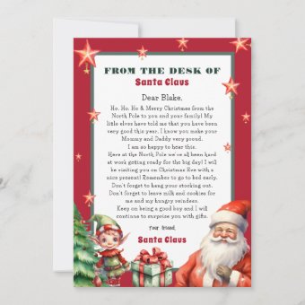 Personalized letter from Santa and Elf Invitation | Zazzle
