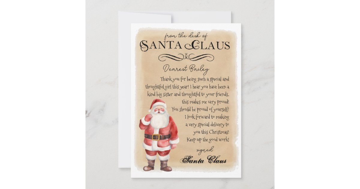 Personalized Letter from Santa Christmas Print Invitation | Zazzle