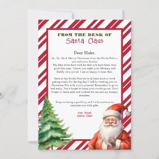 Personalized letter from Santa Claus Christmas Inv Invitation | Zazzle