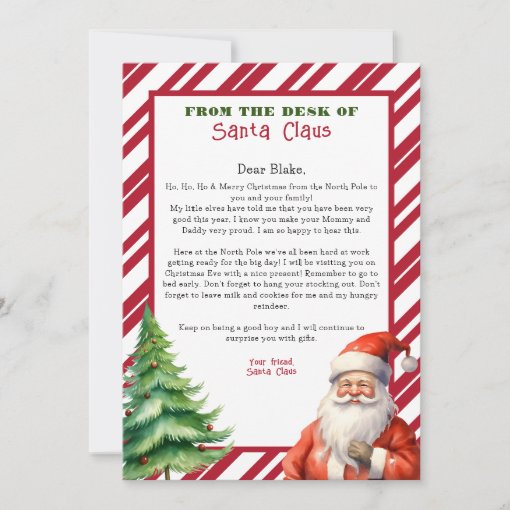 Personalized letter from Santa Claus Christmas Inv Invitation | Zazzle